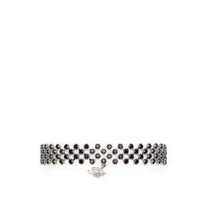 Blumarine Crystal Embellished Chain Detail Necklace - Silver
