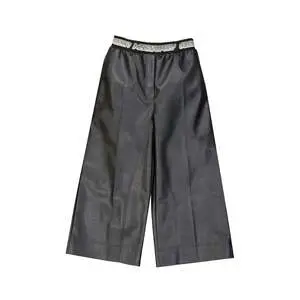 Stella McCartney Cropped Leather Effect Pants With Logo Detail - Black