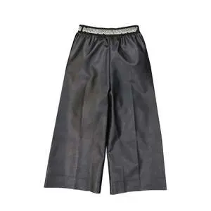 Stella McCartney Cropped Leather Effect Pants With Logo Detail - Black
