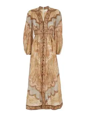 Zimmermann Wanderlust Long Dress With Paisley Motif - Multicolor