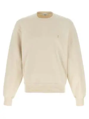 Saint Laurent Cassandre Embroidered Cotton Sweatshirt - Cream