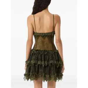 Blumarine Spaghetti Straps Tiered Skirt Dress
