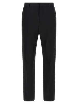 Saint Laurent Pinstriped Wool Tailored Trousers - Black