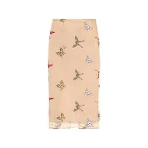 Blumarine Embellished Butterfly Straight Skirt