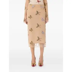 Blumarine Embellished Butterfly Straight Skirt