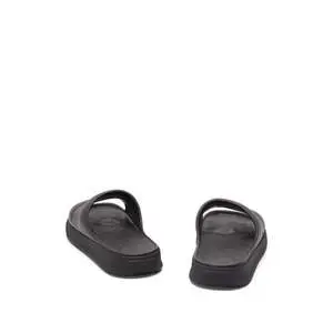 Moncler Embossed Logo Platform Sole Slides - Black