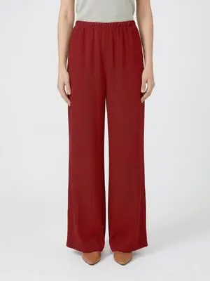 Max Mara Wide Leg Silk Blend Trousers - Red