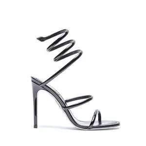 Rene Caovilla Patent Leather Glitter Sole Stiletto Heeled Sandals