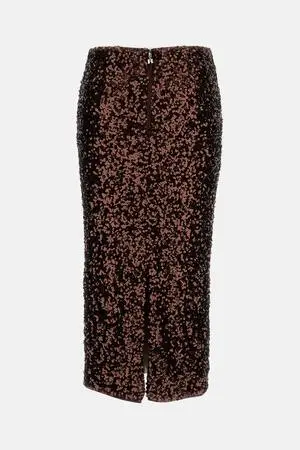 ROTATE BY BIRGER CHRISTENSEN Sequin Pencil Midi Skirt With Deep Slit - Multicolor
