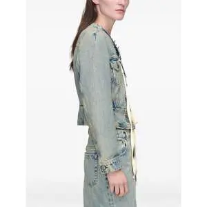MAISON MARGIELA Cotton Denim Jacket With Deep V-neck And Tie Closure