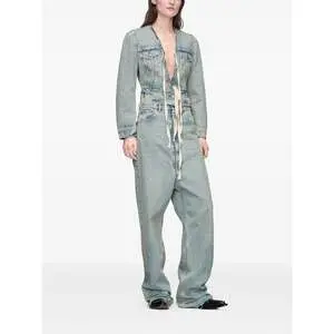 MAISON MARGIELA Cotton Denim Jacket With Deep V-neck And Tie Closure