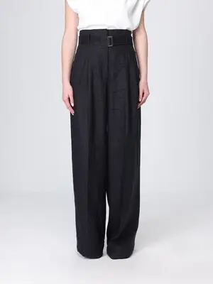 Max Mara MAX MARA STUDIO High Rise Belted Wide Leg Linen Trousers Black