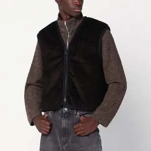 Our Legacy Brown Ribbed Velvet Zip-up Waistcoat