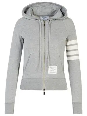 Thom Browne 4-bar" Grey Cotton Zip-up Hoodie - Gray