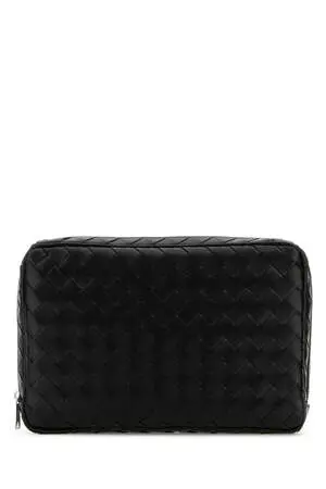 Bottega Veneta Leather Large Intrecciato Beauty Case - Black