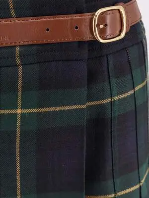 Celine Tartan Wool Kilt Miniskirt