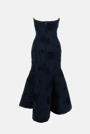 ROTATE BY BIRGER CHRISTENSEN Strapless Midi Dress With 3d Flowers