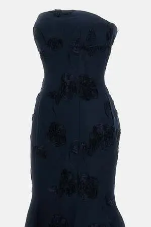 ROTATE BY BIRGER CHRISTENSEN Strapless Midi Dress With 3d Flowers