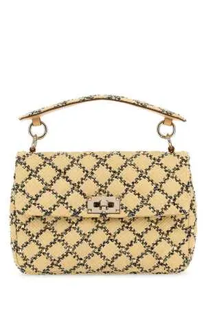 Valentino Garavani Raffia Rockstud Handbag - Brown