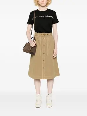 Moncler Belted A-line Cotton Skirt - Multicolor