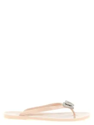 Mach & Mach Double Heart Embellished Thong Sandals - Pink