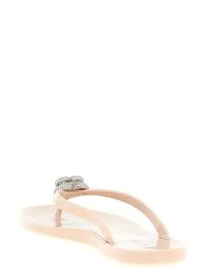 Mach & Mach Double Heart Embellished Thong Sandals - Pink
