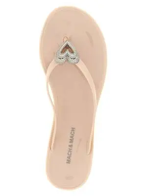 Mach & Mach Double Heart Embellished Thong Sandals - Pink
