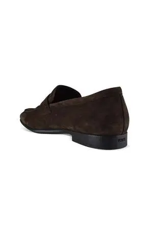 TOD'S Suede Square Toe Loafers - Brown