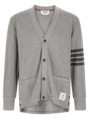 Thom Browne THOM BROWNE 4BAR Honeycomb Cotton Cardigan Gray