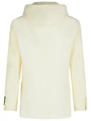 Eleventy Wool And Cashmere Blazer With Removable Hoodie - Cream