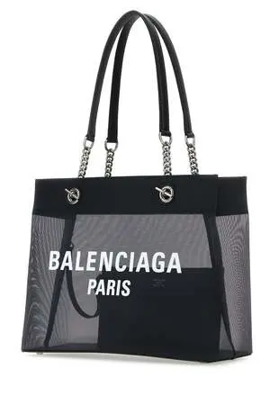 Balenciaga Black Mesh Tote Bag With Logo