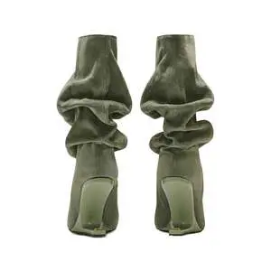 Balmain Sculptural Heel Pointed Toe Pull-on Boots - Green