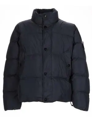 Stone Island Padded Bomber Jacket With Logo Patch - Blue