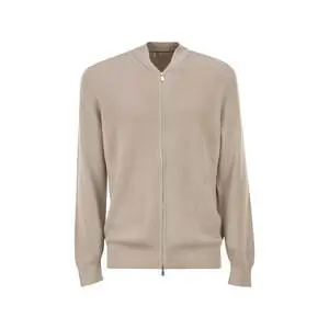 Brunello Cucinelli BRUNELLO CUCINELLI Ribbed Cotton Zip-Up Cardigan Cream
