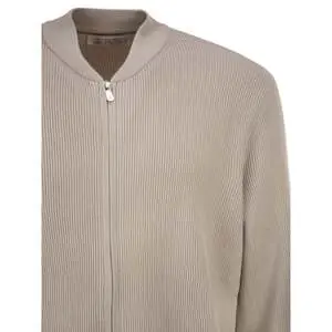 Brunello Cucinelli Ribbed Cotton Zip-up Cardigan - Cream