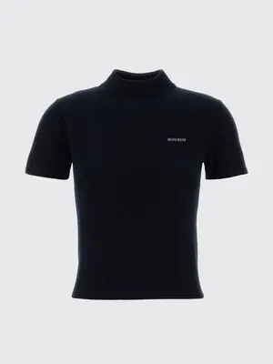 Miu Miu High Neck Knit Top - Blue
