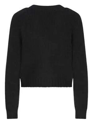 Celine Black Cashmere V-neck Cardigan With Patch Pockets