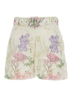 Charo Ruiz Ibiza Botanical Motif Cotton Shorts - Multicolor
