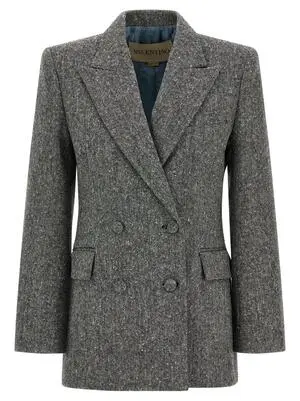 Valentino Garavani Double-breasted Blazer In Bottonato Natte