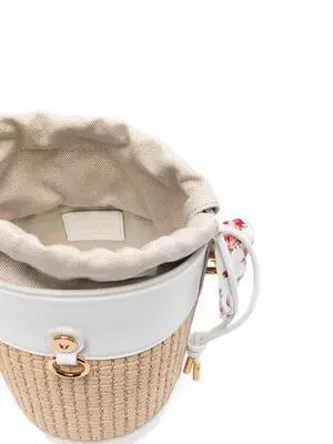 Dolce & Gabbana Raffia Bucket Bag With Floral Print - Multicolor
