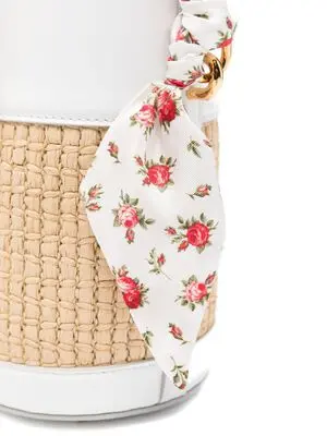 Dolce & Gabbana Raffia Bucket Bag With Floral Print - Multicolor