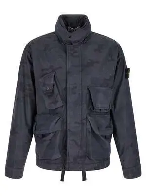 Stone Island Camouflage Utility Jacket With Removable Hood