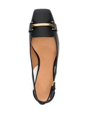 TOD'S Black Leather Slingback Pumps With Buckle Detail - Multicolor