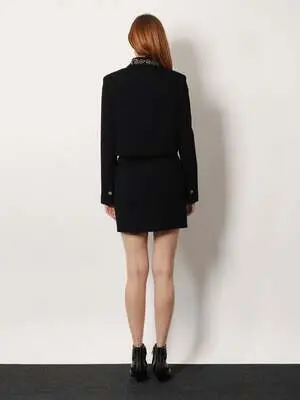 Versace Virgin Wool Mini Skirt With Studded Flap Pockets