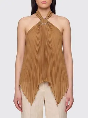 Max Mara Pleated Halter Top With Ring Detail - Brown