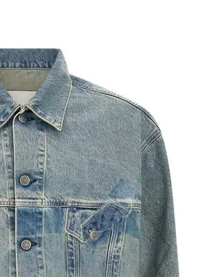 MAISON MARGIELA Taped' Stone Washed Denim Jacket - Blue