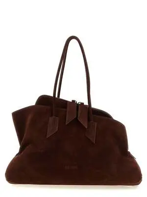 Attico La Passeggiata Medium Ostrich Effect Leather Shoulder Bag - Brown