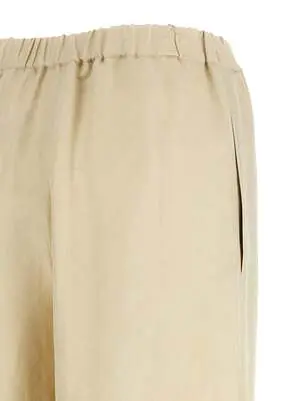 Max Mara Mxmoro Pants In Linen And Silk Twill - Cream