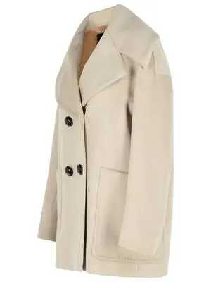 Max Mara Beige Cashmere Jacket With Lapel Collar And Double-breasted Closure - Cream