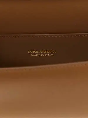 Dolce & Gabbana Calf Leather Handbag With Metal Logo - Brown